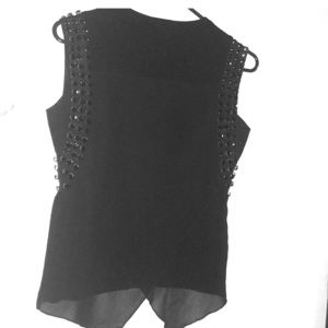 Tops | Edgy Black Studded Top With Slit | Poshmark